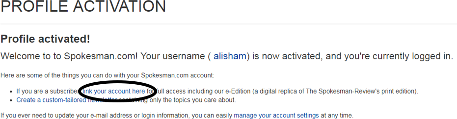Creating and Linking Username | The Spokesman-Review
