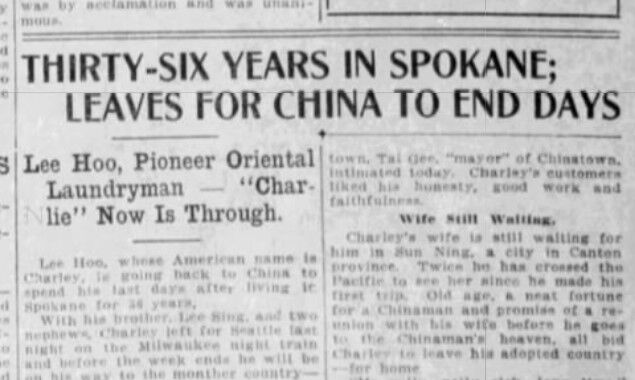 100 years ago in Spokane: A longtime laundryman was going back to China ...
